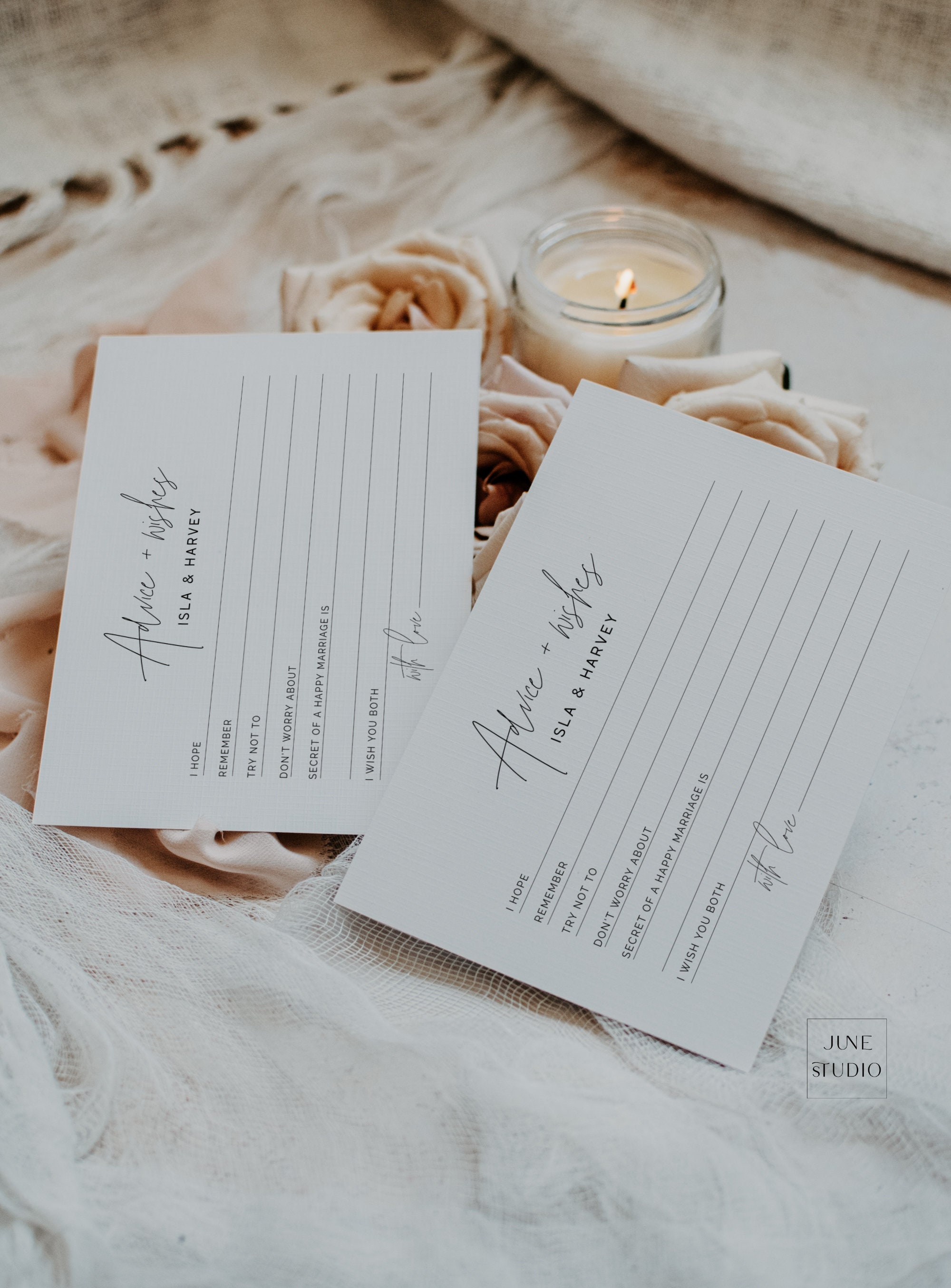 Minimal Wedding Advice Card Template Editable Advice for the Newly Weds ...