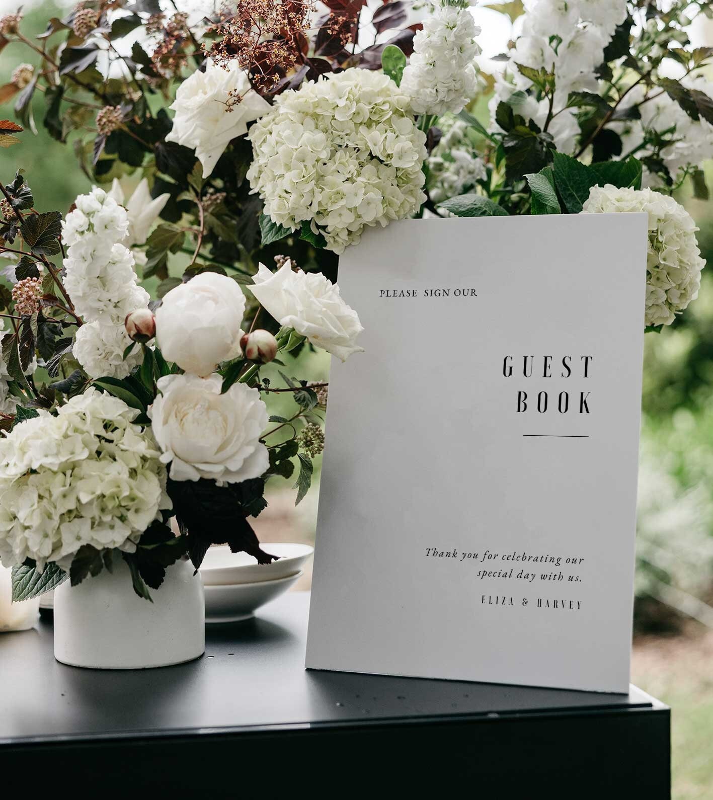 Modern Wedding Guest Book Sign Template Editable Minimalist Guest Book ...