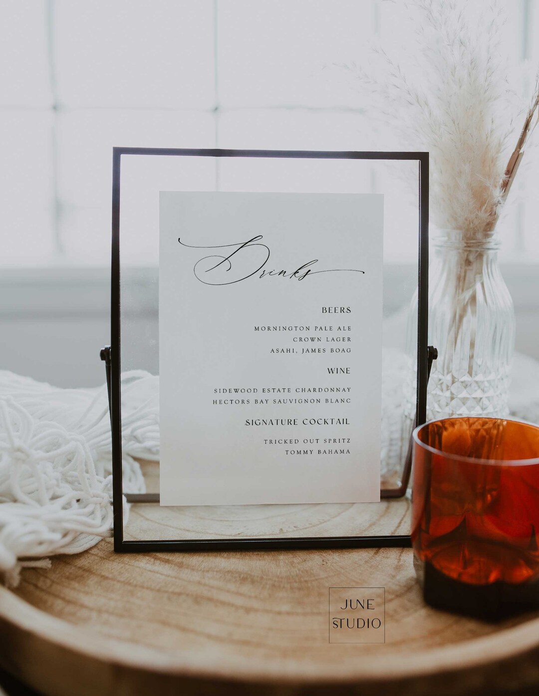 Minimalist Wedding Bar Menu Sign Template Editable Wedding Drinks Menu ...