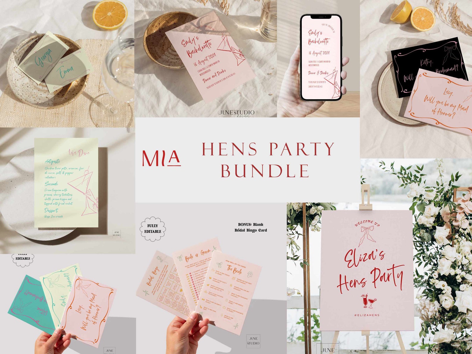 Kiss the Miss Goodbye Sign Template Hens Party Cute Script Bridal ...