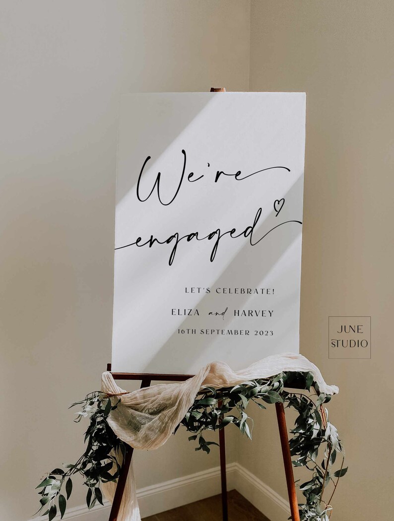 Modern Script Engagement Welcome Sign: We're Engaged Template (editable ...