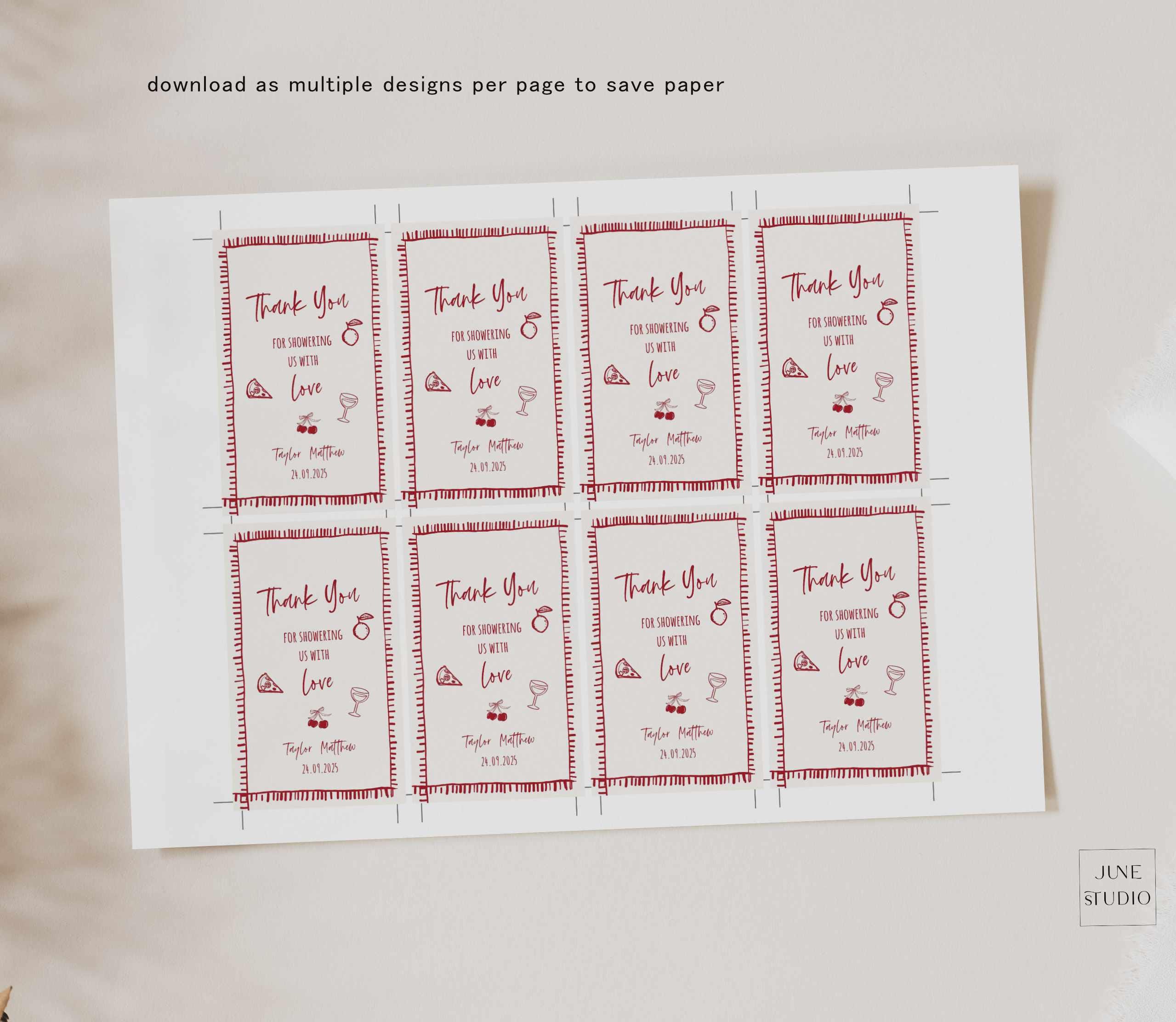 Pizza Italy Theme Favor Tag: Engagement Thank You (editable Printable ...