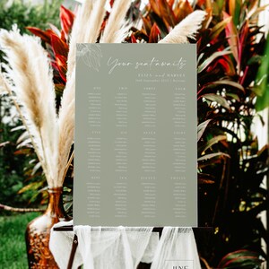 Sage Green Wedding Seating Chart Template Greenery Find Your Seat ...