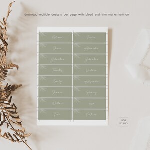 Wedding Menu + Sage Green Place Card Set Template Greenery Menu With ...