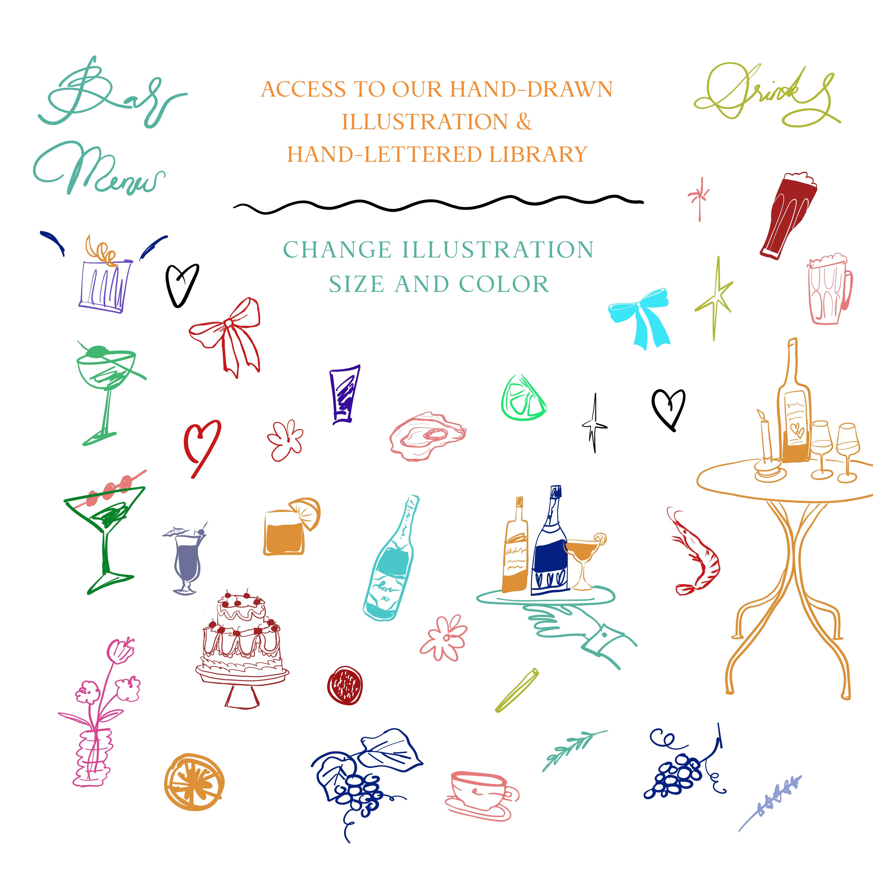 Vibrant Engagement Party Invite Hand Drawn Hand Written Funky Digital ...