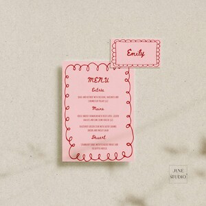 Hand Drawn Hens Party Menu Card Template Digital Squiggle Border ...