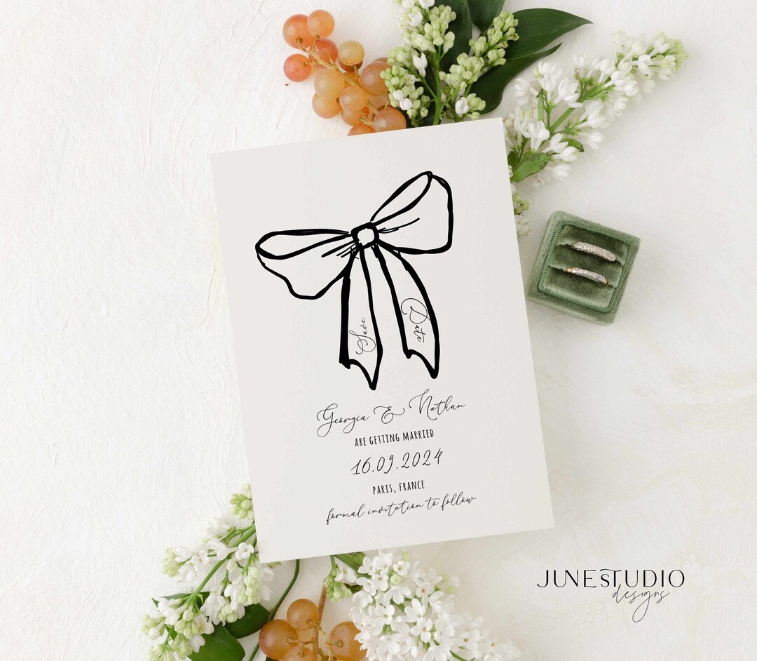 Hand-drawn Bow Save the Date Invitation Template (digital Download ...