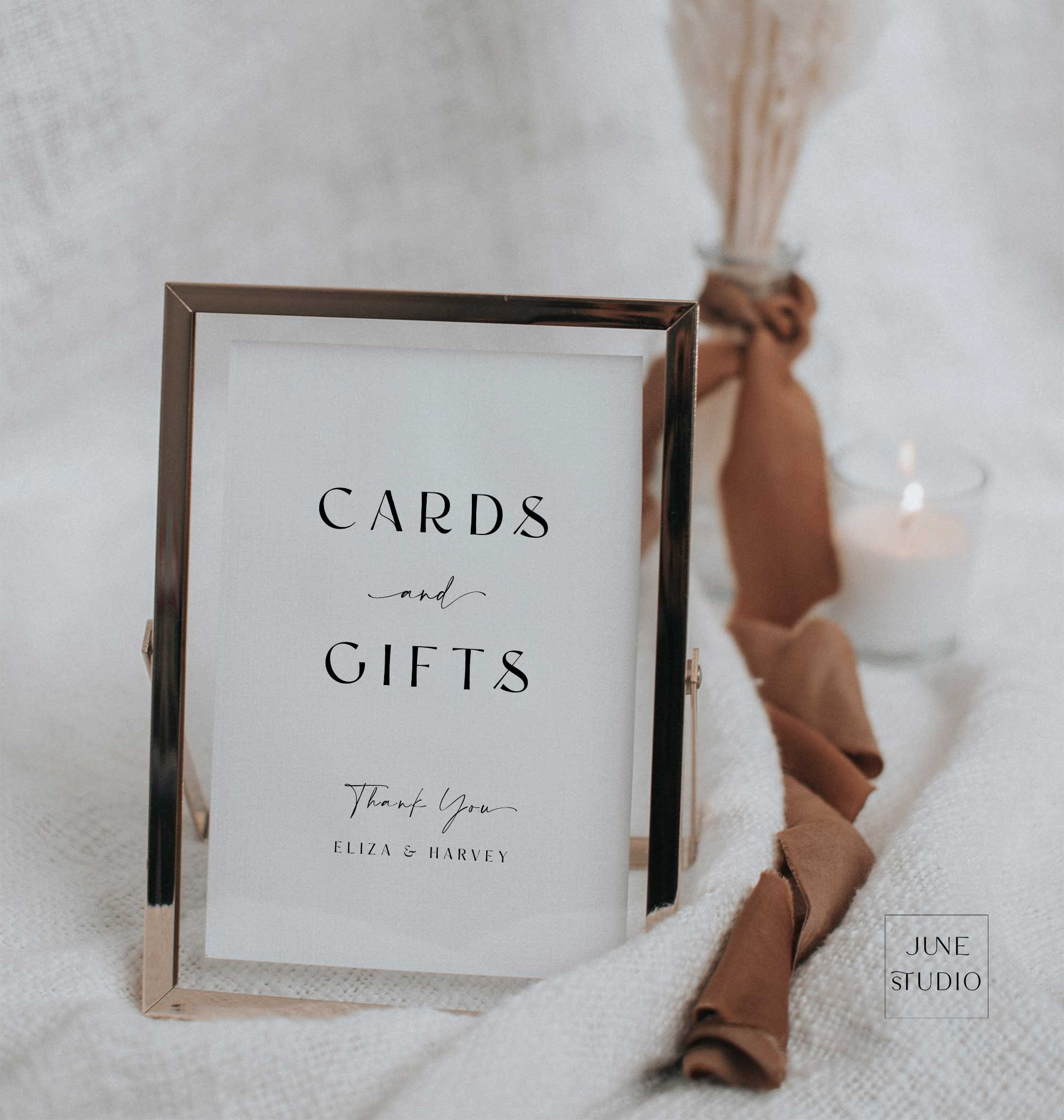 Modern Wedding Cards and Gifts Sign Template Editable Minimal Gift and ...