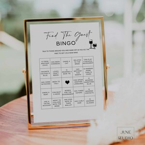 Find the Guest Bingo Game Template Minimalist Modern Script Bridal ...