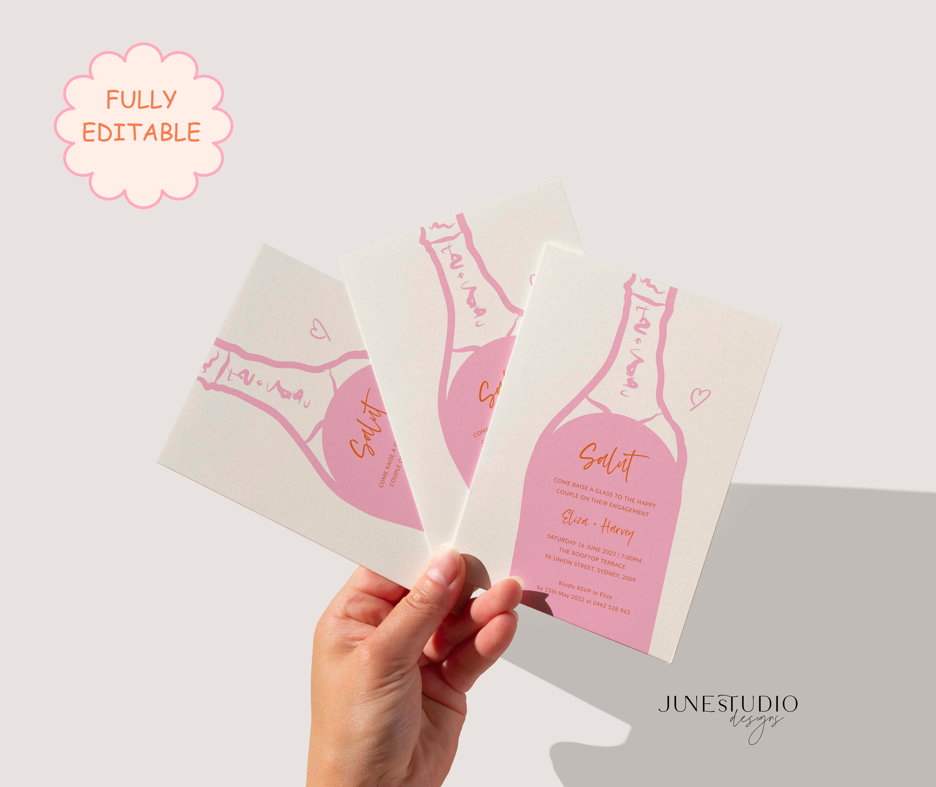 Vibrant Engagement Party Invitation Template Download Salut Hand Drawn ...