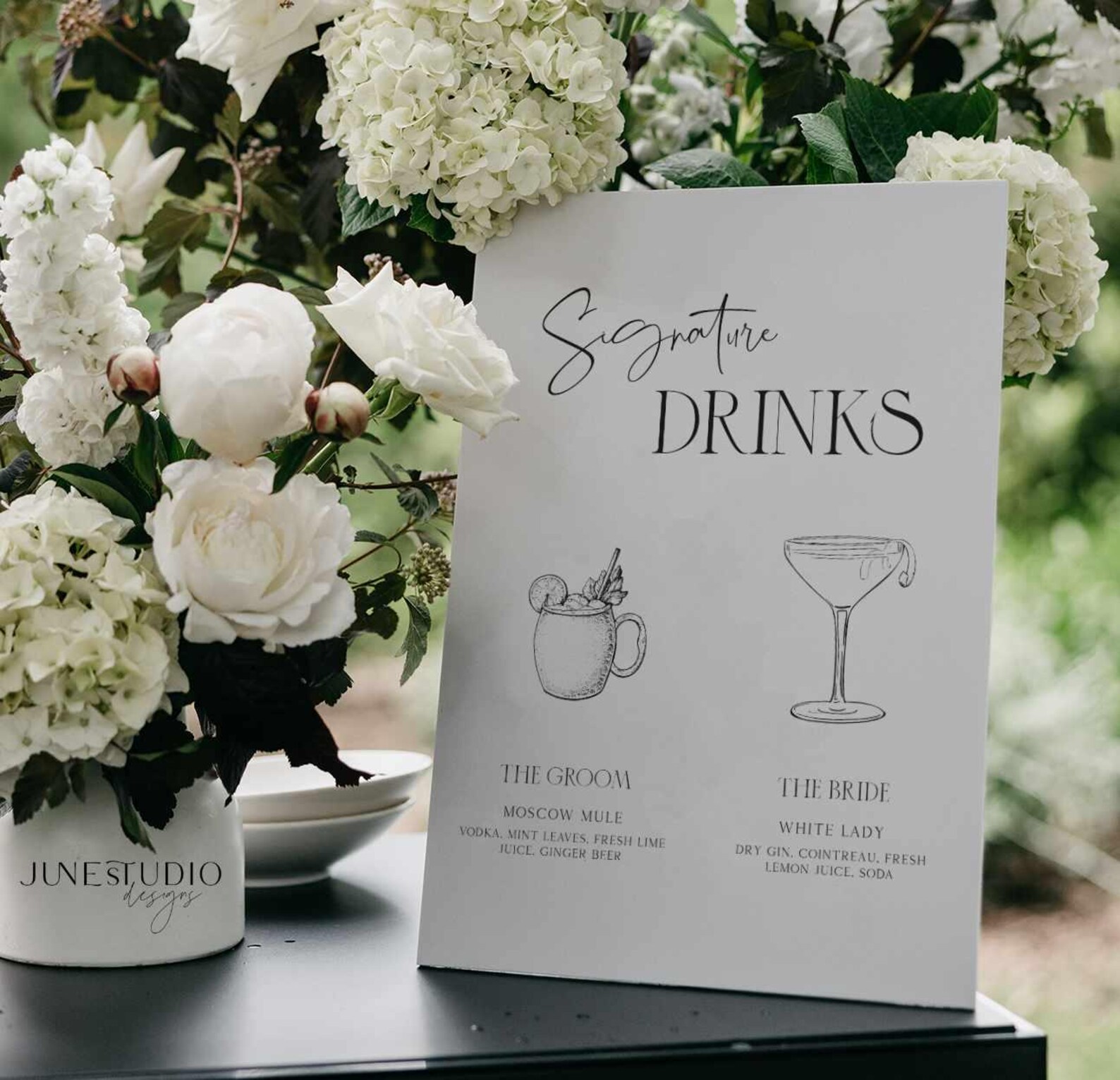Signature Drinks Sign Template: Wedding Bar Menu With Cocktail ...