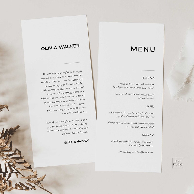 Custom Wedding Menus - Etsy