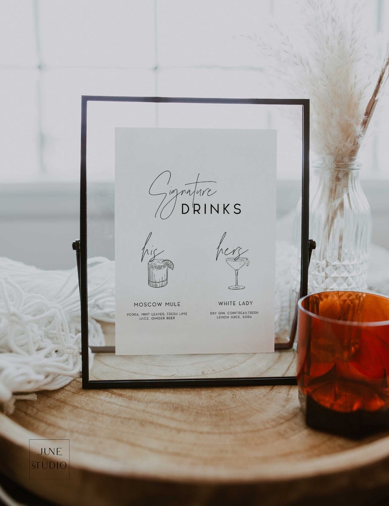 Signature Drink Sign Drink Menu Signature Cocktail Sign Drink - Etsy