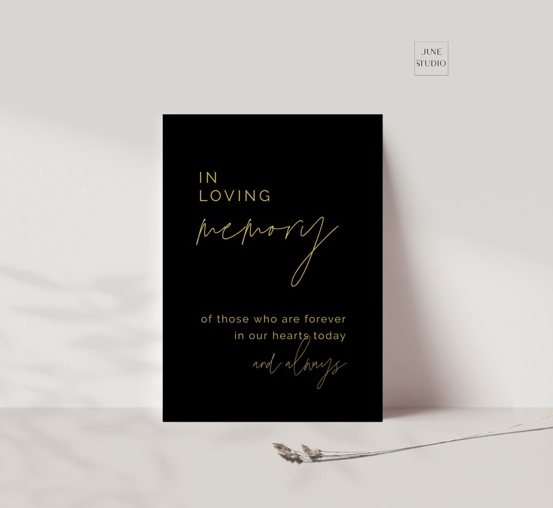 Modern Minimalist in Loving Memory Sign Template Black Editable ...