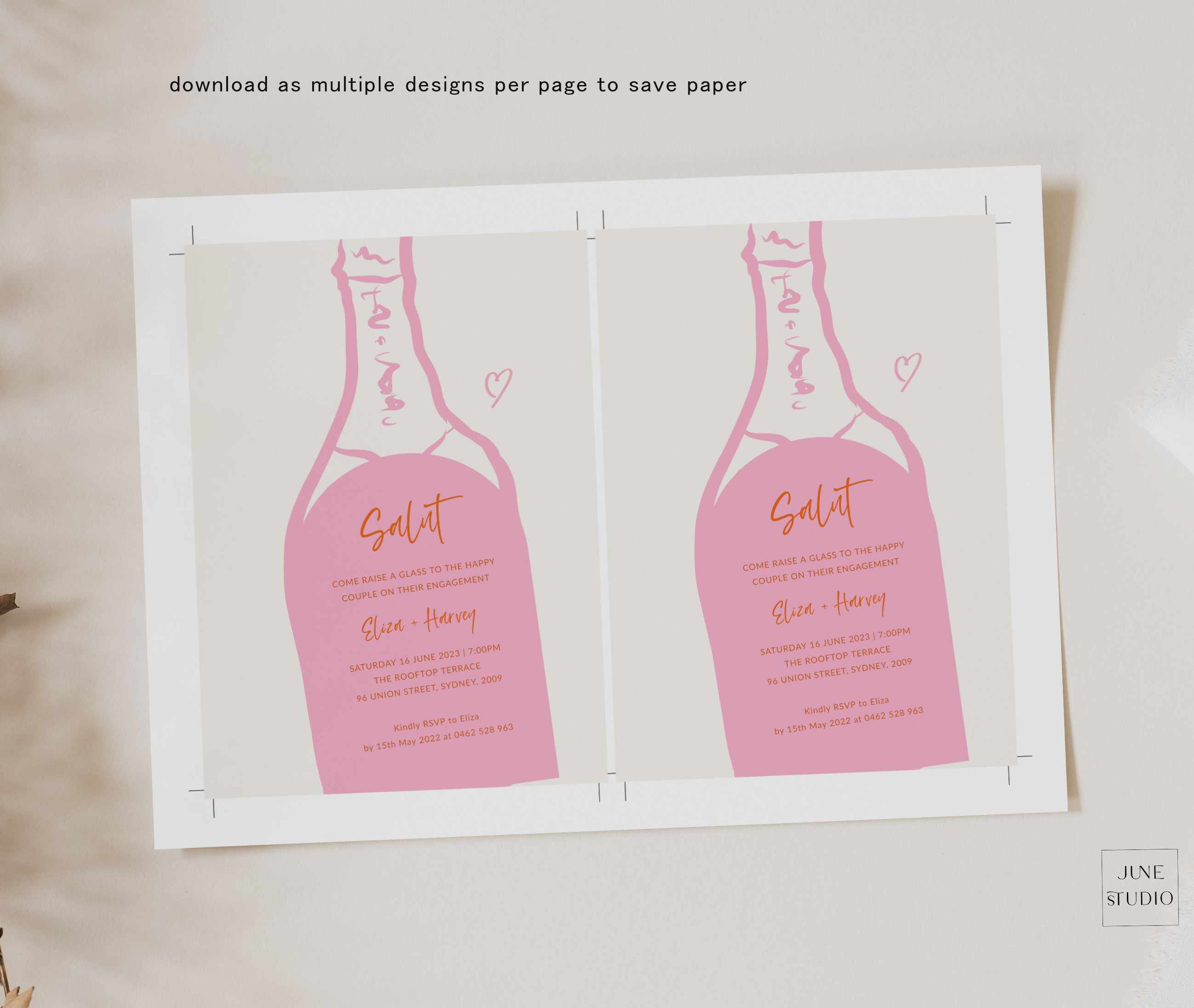 Vibrant Engagement Party Invitation Template Download Salut Hand Drawn ...