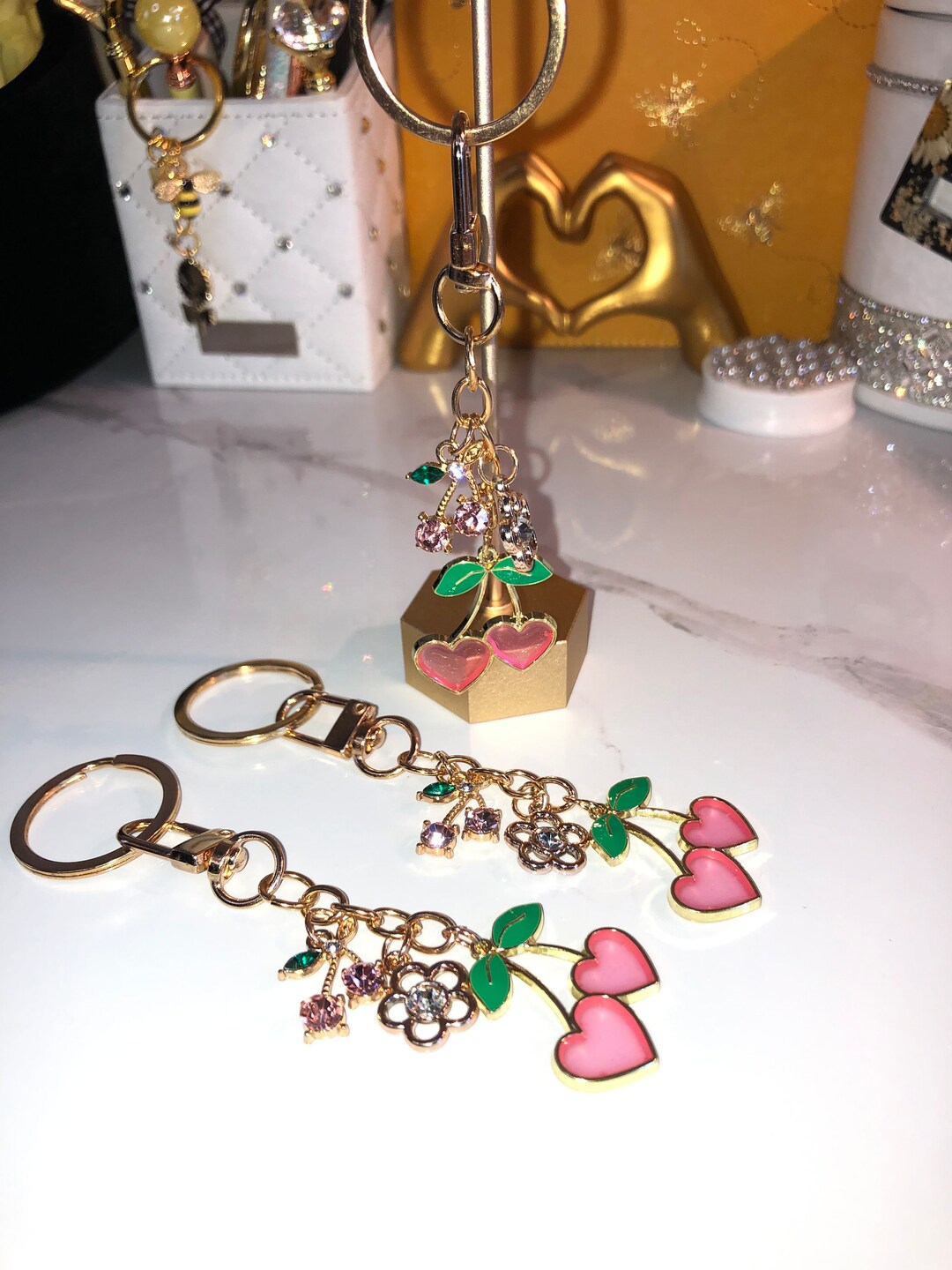 Pink Heart Cherries Binder Charm - Etsy