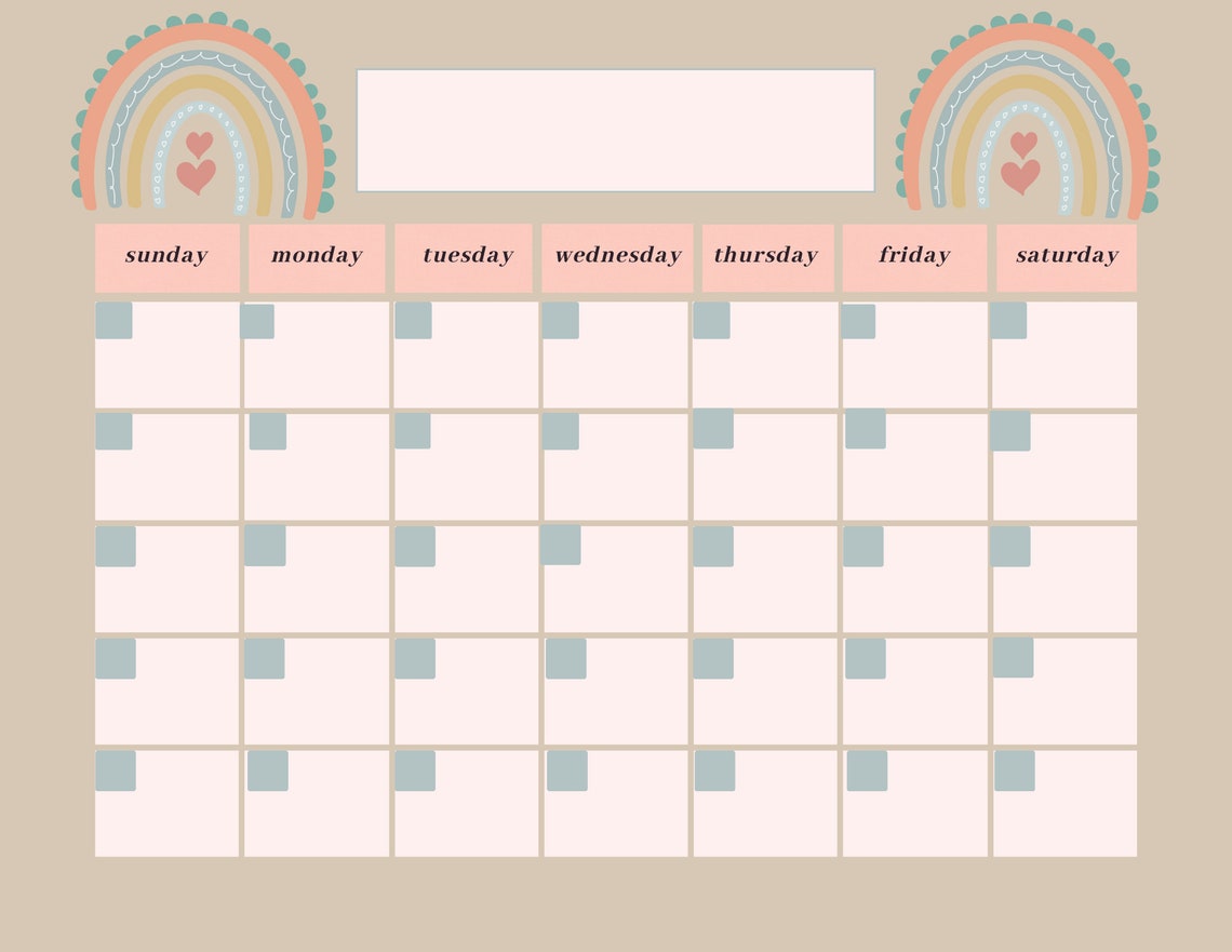 Boho Rainbow Calendar - Etsy