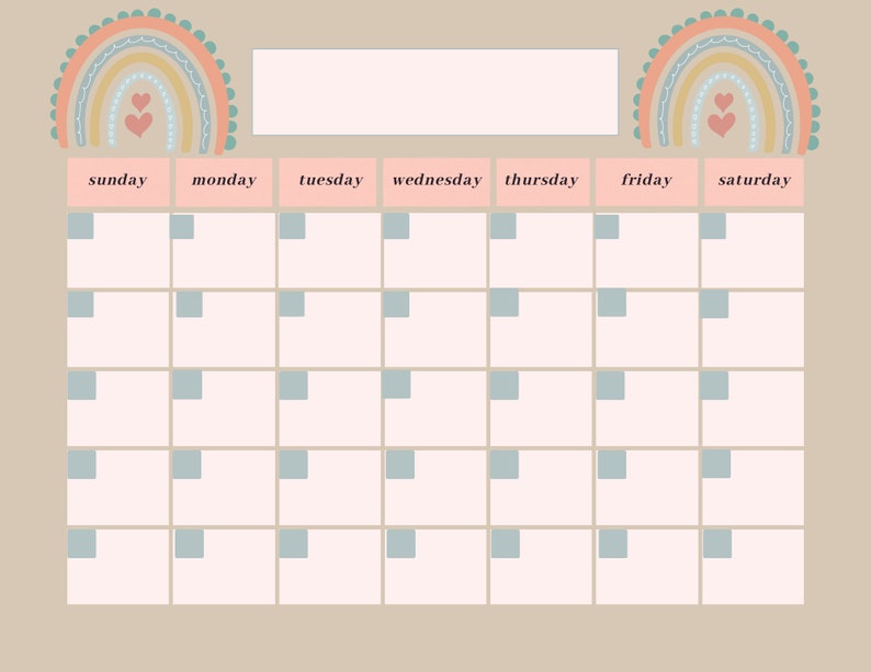 Boho Rainbow Calendar - Etsy
