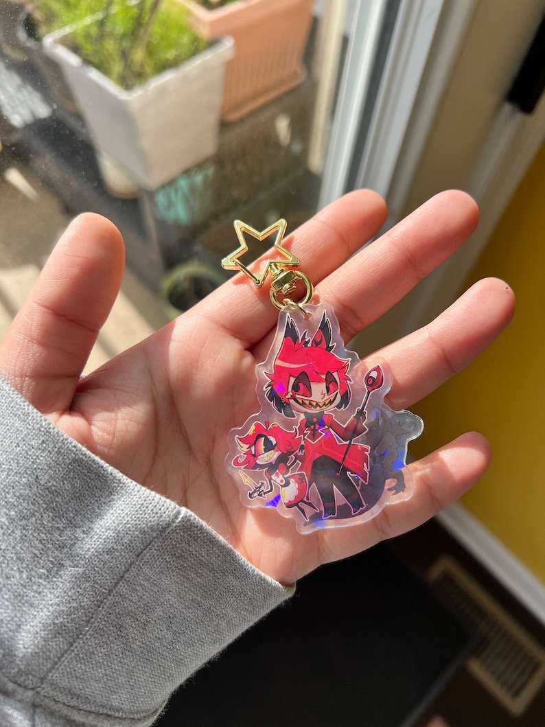Hazbin Hotel Alastor Niffty Cute Chibi Holo Acrylic Keychain Etsy