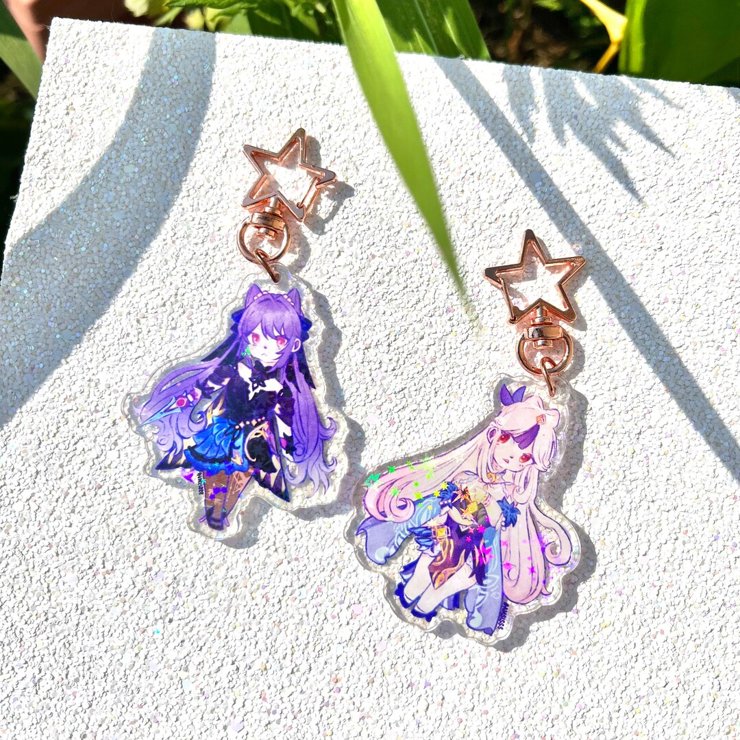 Opulent Splendor Keqing, Ningguang Skin Acrylic Holographic Keychain ...