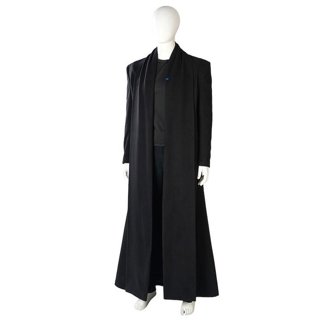 Handmade Black Wool Sandman Trench Coat Open Style Black Wool Long Coat ...