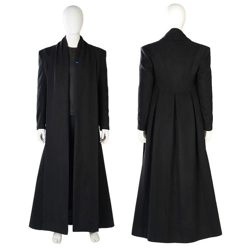 Handmade Black Wool Sandman Trench Coat Open Style Black Wool Long Coat ...