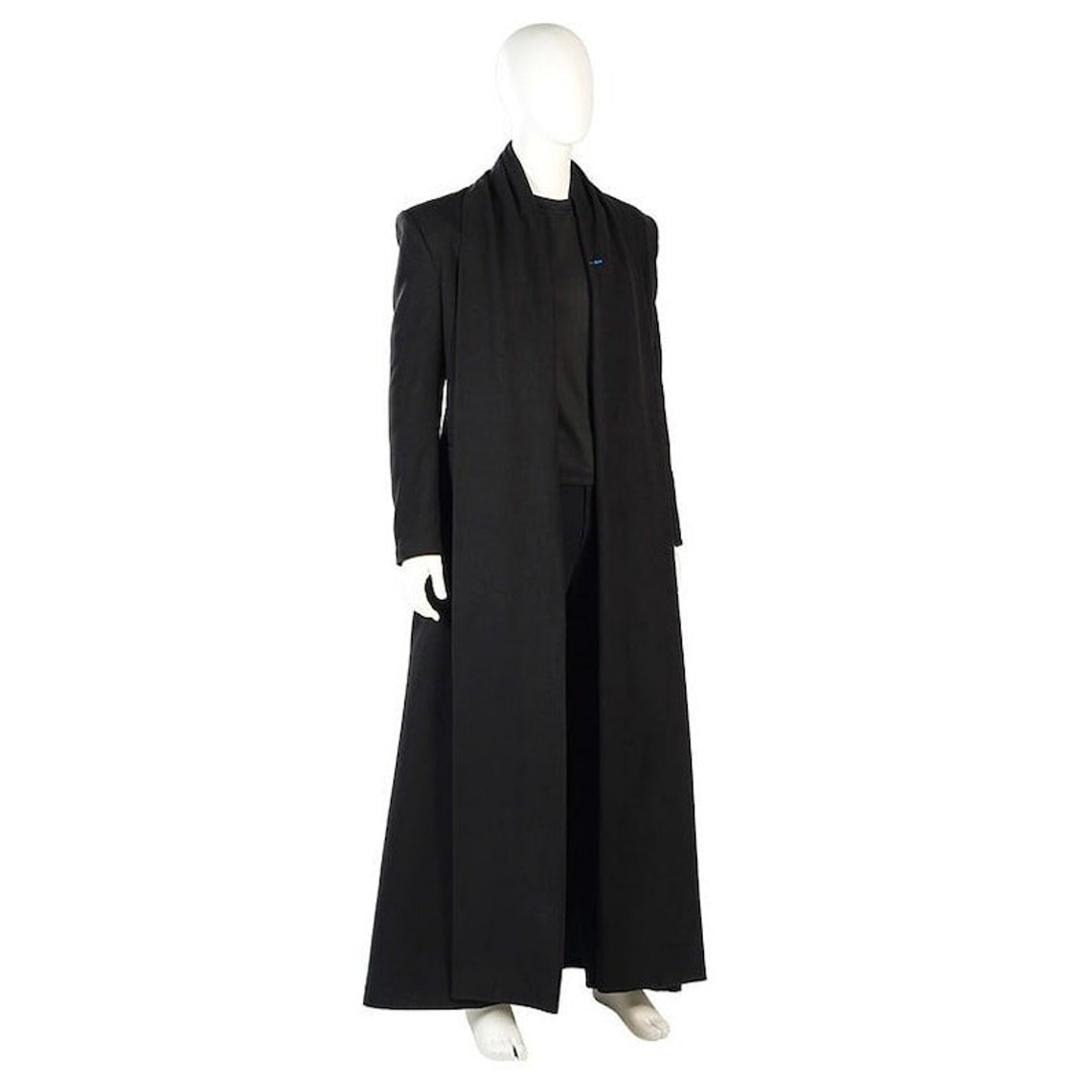 Handmade Black Wool Sandman Trench Coat Open Style Black Wool Long Coat ...