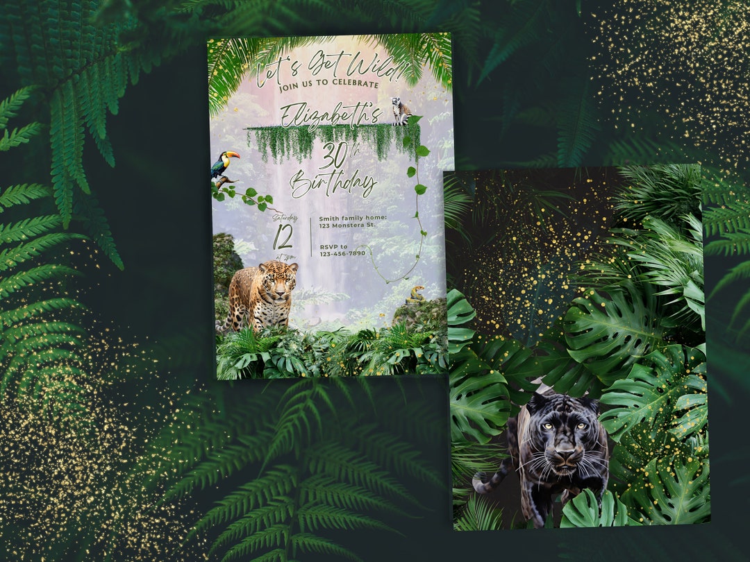 Editable Jungle Safari Birthday Invitation, Jungle Invitation, Jungle ...