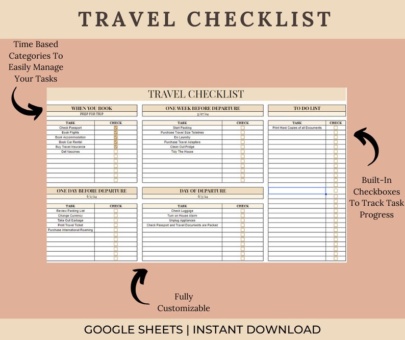 Editable Digital Travel Itinerary Travel Organizer Travel Planner ...
