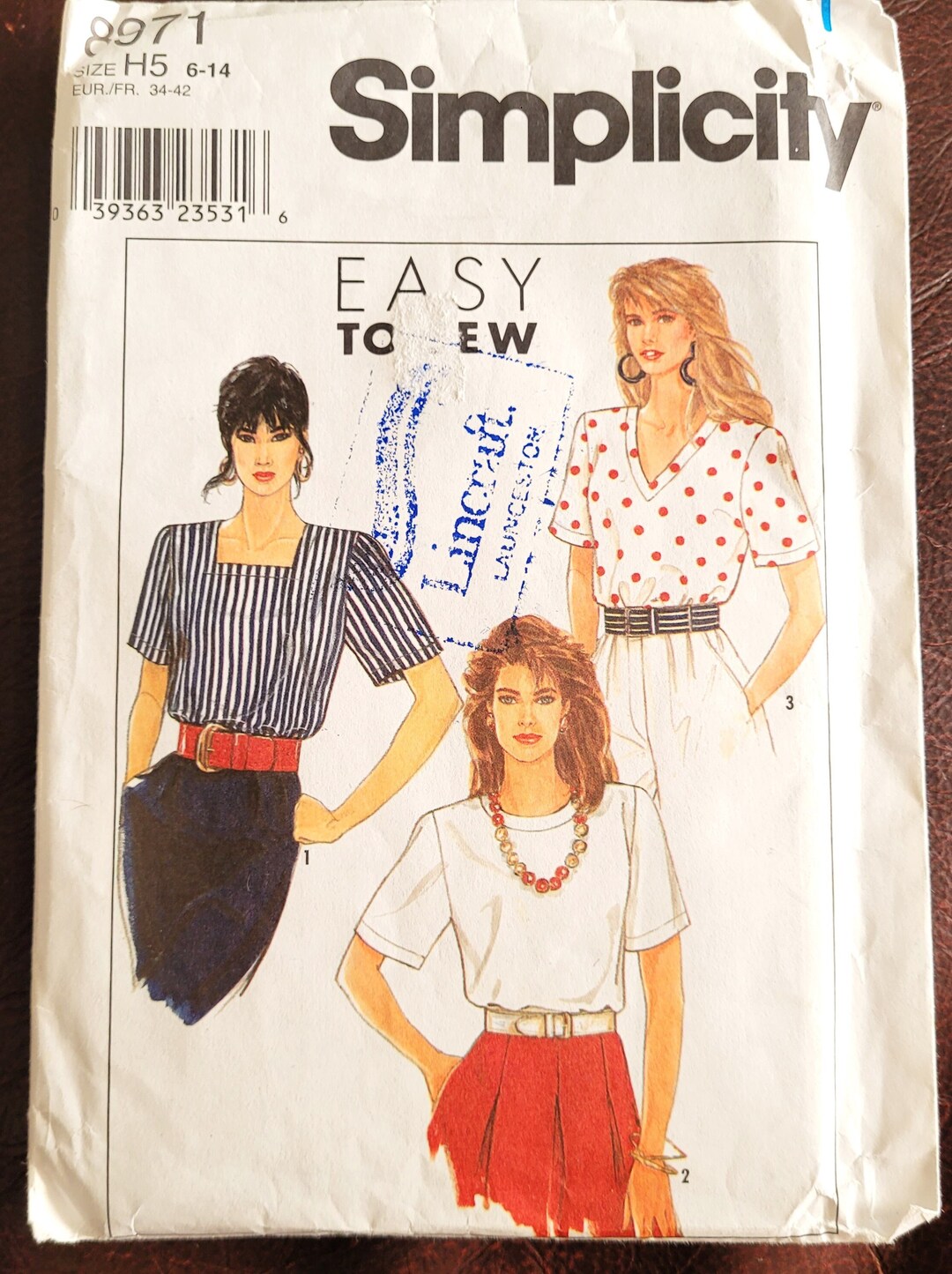 Sewing Pattern Women, Simplicity 8971 1999, Sizes 6-14, Pullover Top ...