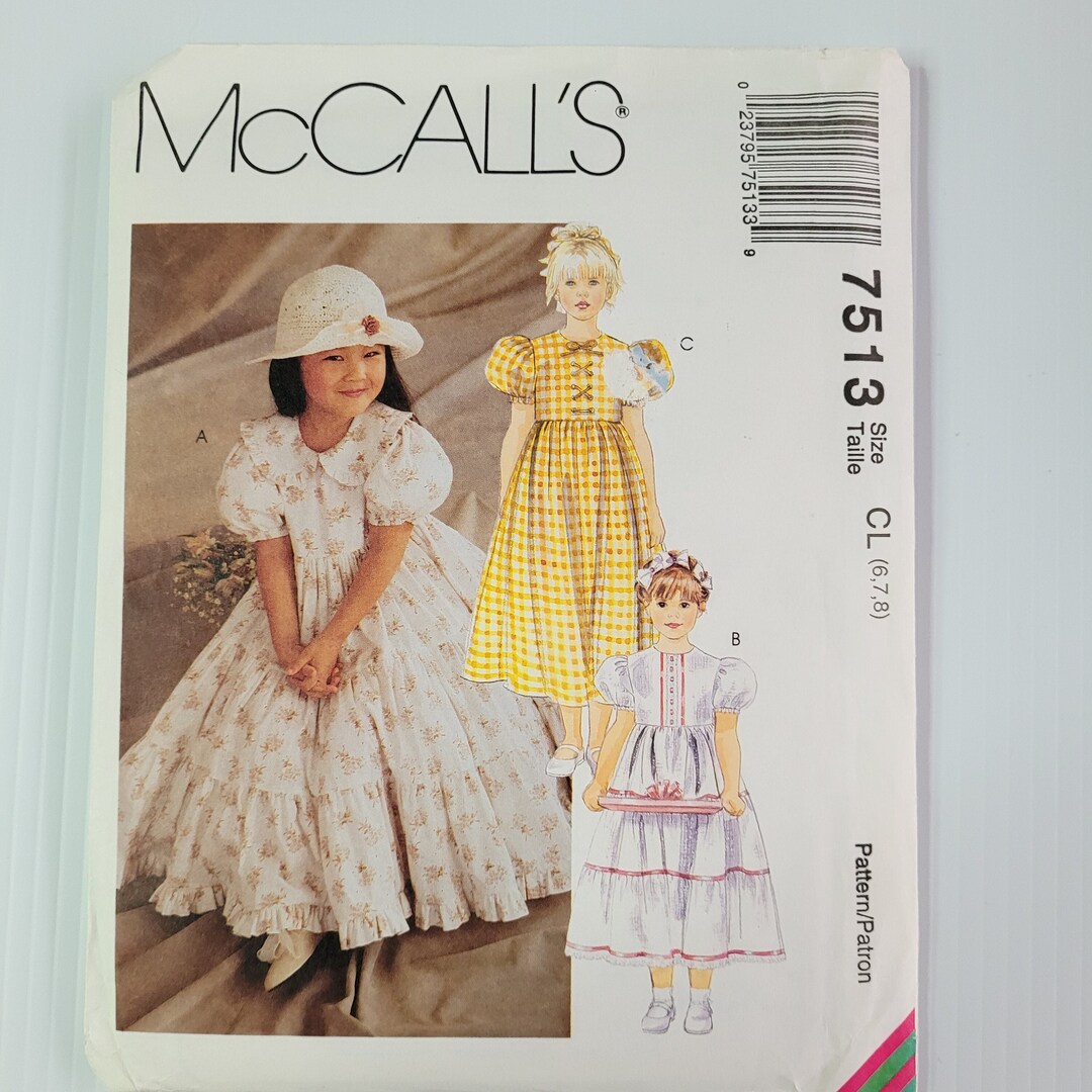Sewing Pattern Child, Mccall's 7513, 1995, Sz 6,7,8 also Listed is ...