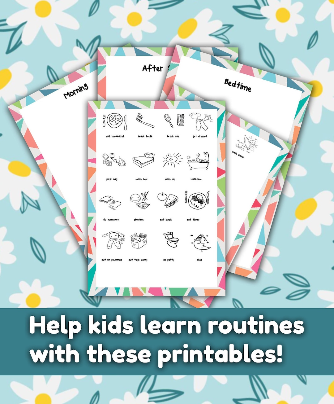 Illustrated Daily Routine Cards, Daily Rhythm, Visual Schedule Kids ...