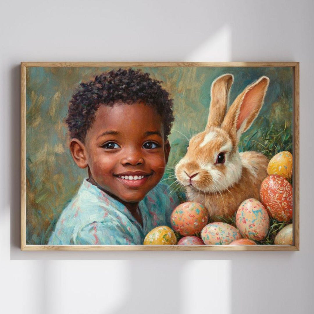 Black Easter Art | Black Boy Art | Cute Easter Bunny Print | Black Art ...