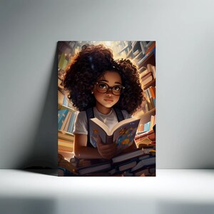 Black Art | Black Girl Reading Art | Book Themed Art Print | African ...