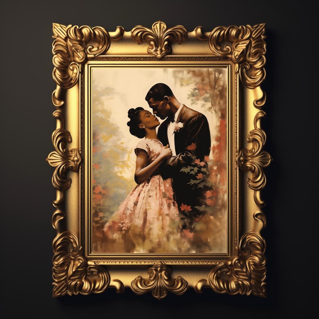 Beautiful Black Love Art Print, Vintage African American Couple ...