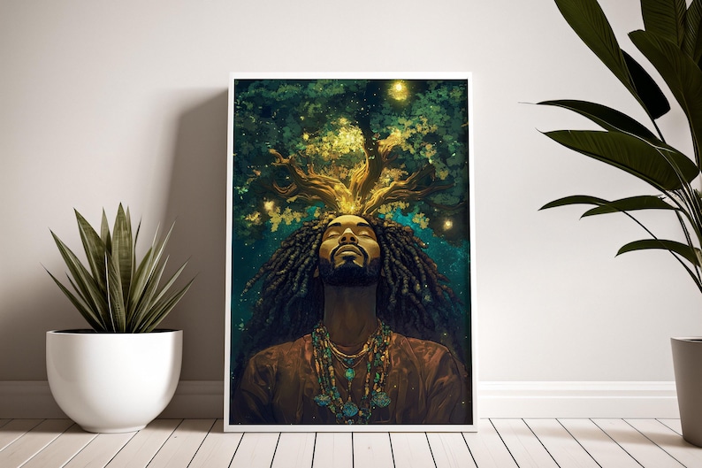 Lámina artística del Árbol de la Vida de un Hombre Negro / Decoración ...