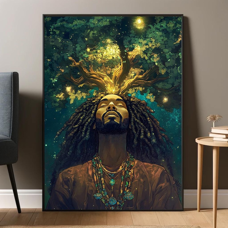Lámina artística del Árbol de la Vida de un Hombre Negro / Decoración ...