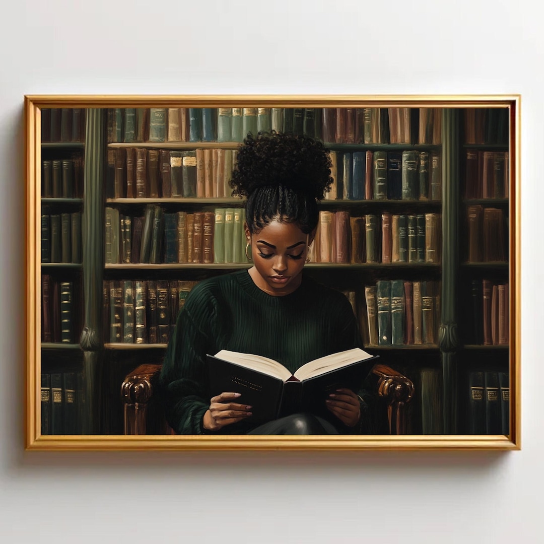 Black Girl Reading Law Book Art Print | Dark Academia (digital Download ...