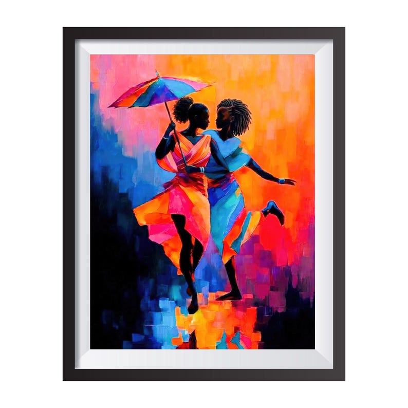 Black Love Couple Dancing Art Print | Colorful Romantic Afrocentric ...