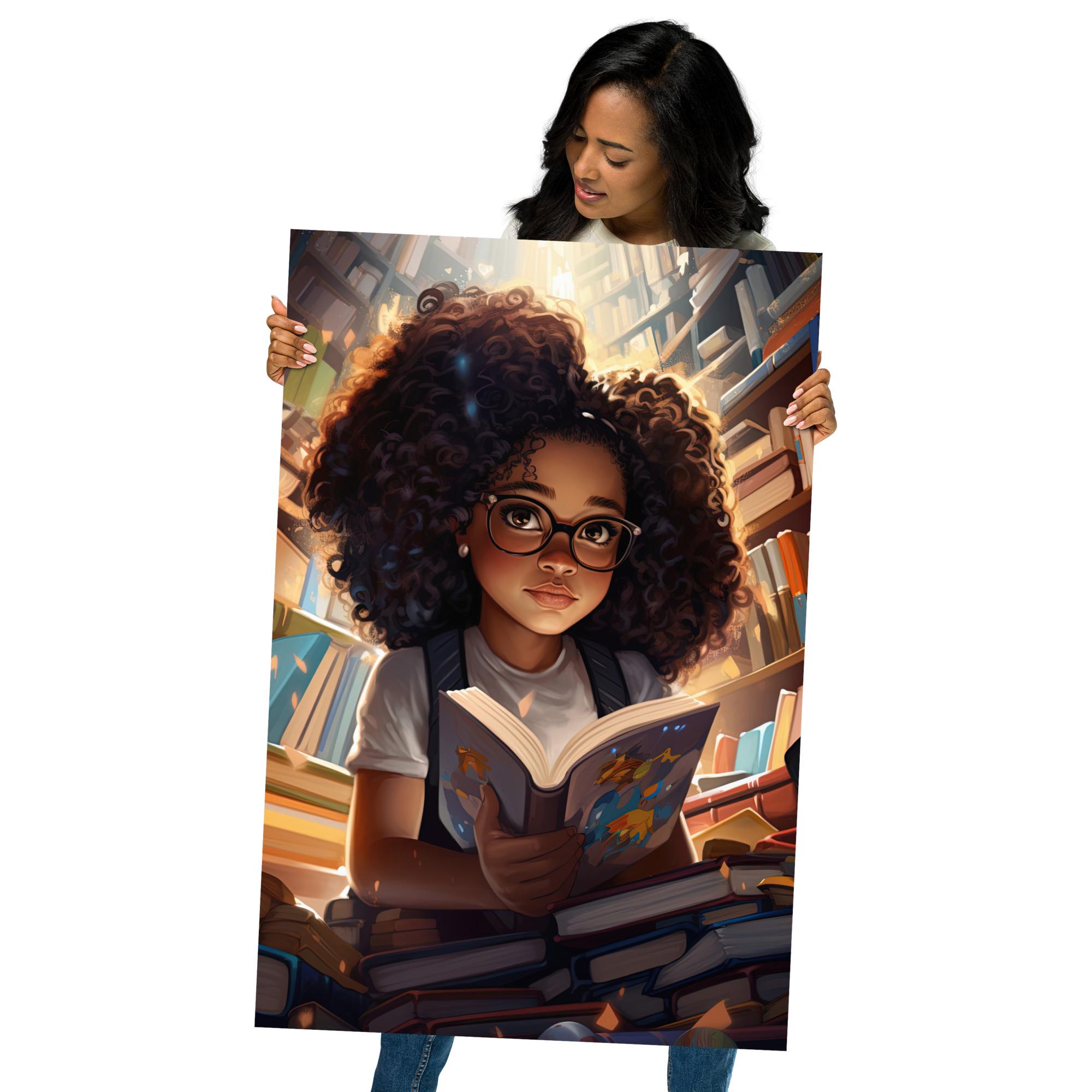 Black Art | Black Girl Reading Art | Book Themed Art Print | African ...