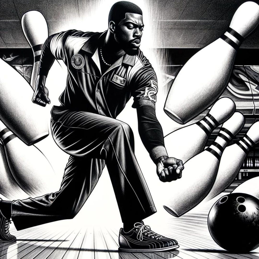 African American Bowling Art Print | Black & White Bowling Art | Sports ...