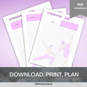Ballet Class Attendance Sheets: Dance Studio Printable (PDF) - Etsy