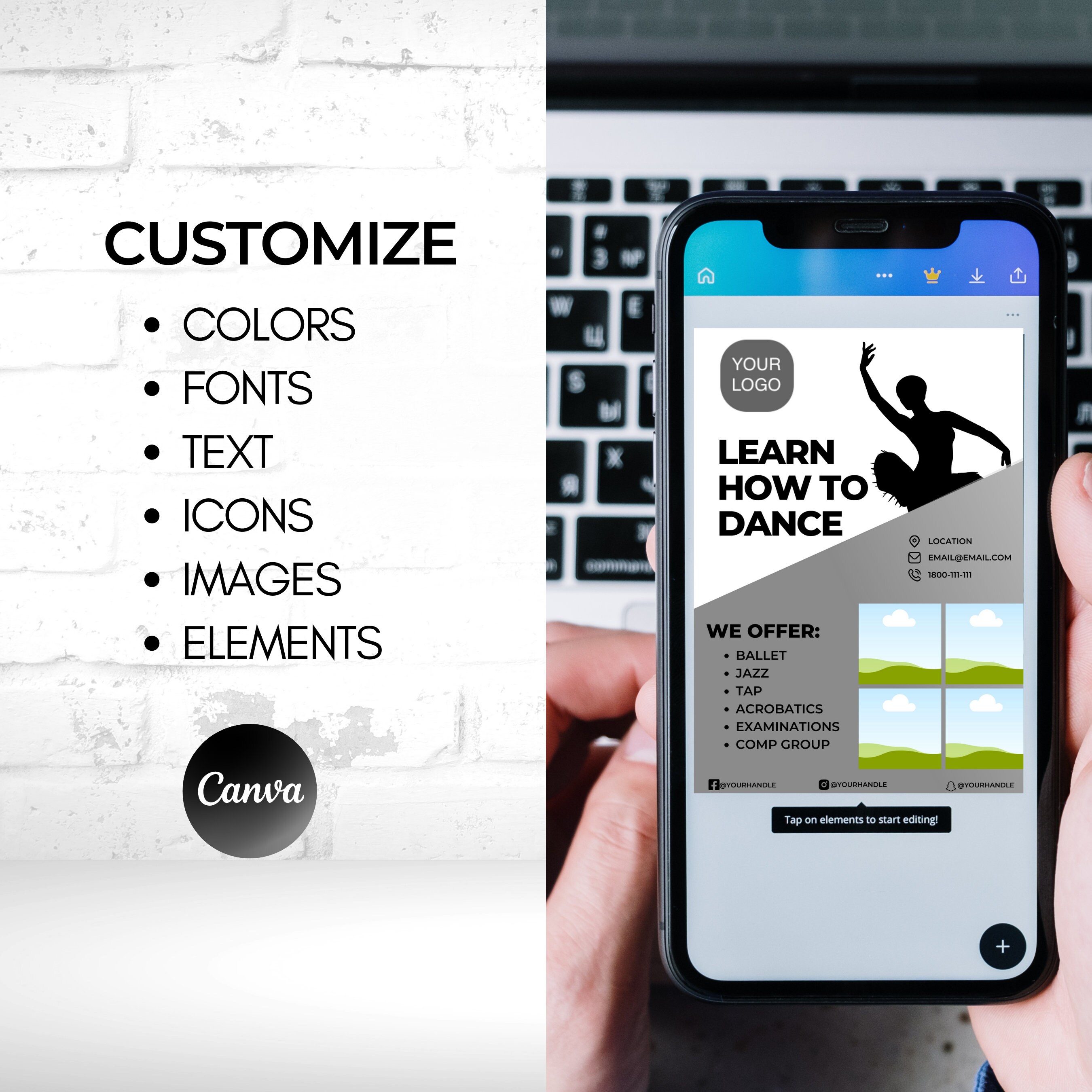 Dance Studio Flyer Template: Ballet, Jazz, Tap (canva, A4) - Etsy