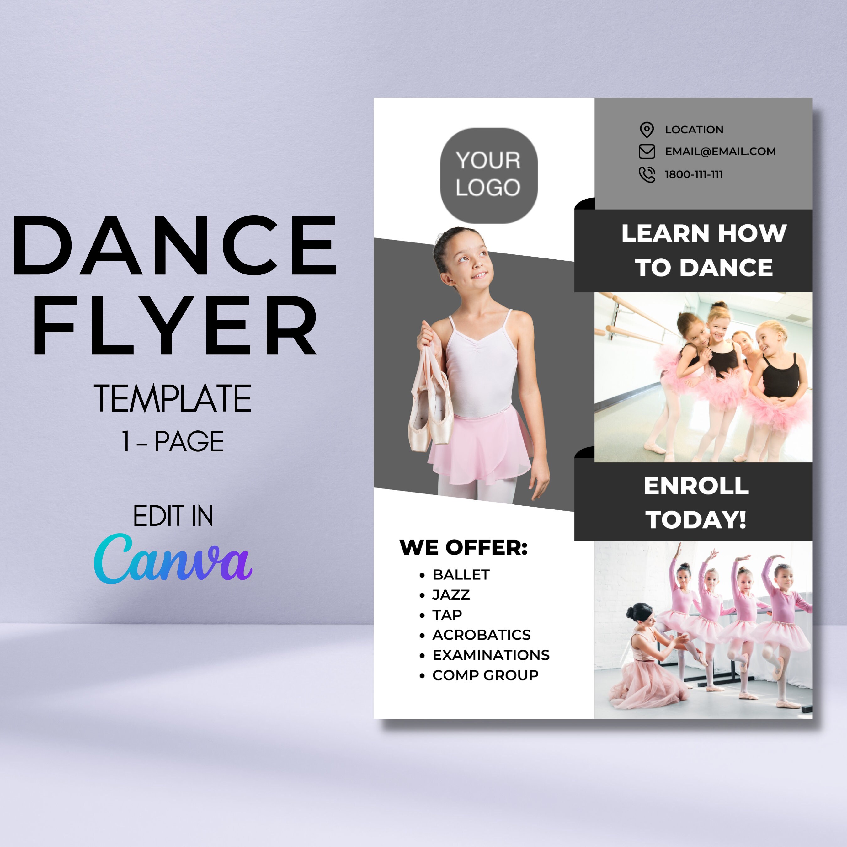 DANCE FLYER Template Canva Template for Dance, Ballet, Dance Studio ...