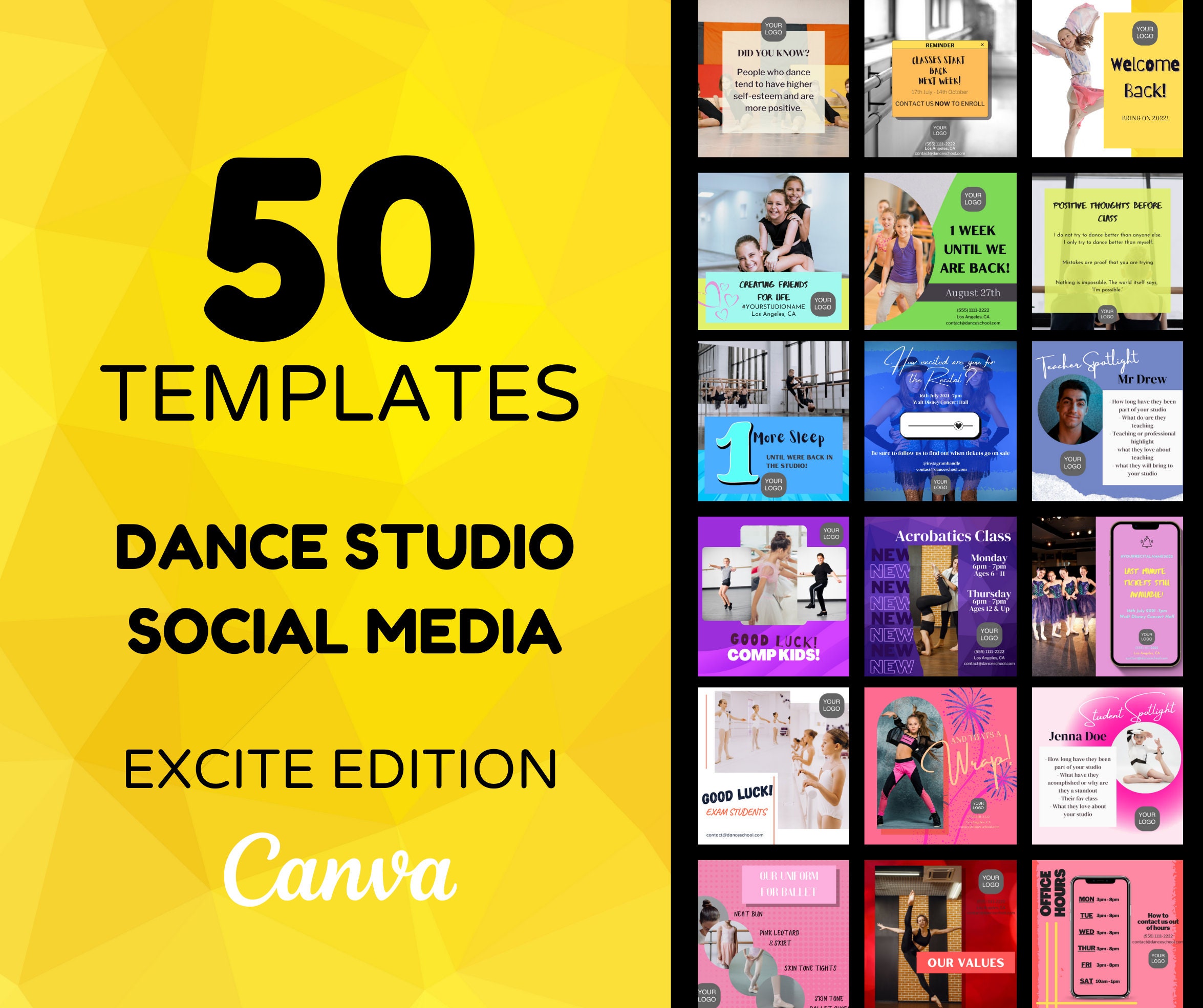 Everything You Need for Dance Studio Social Media E Canva Social Media ...