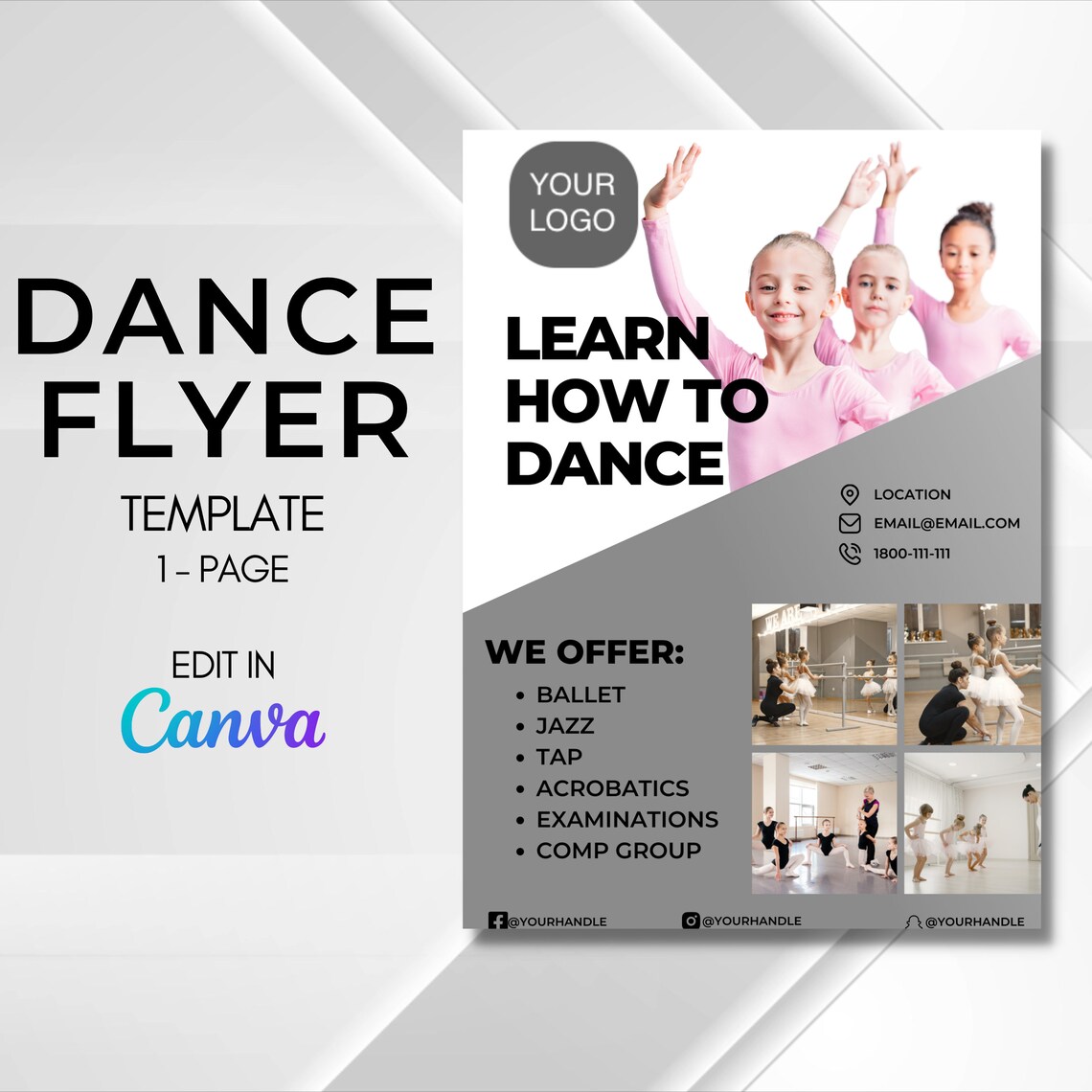 Dance Studio Flyer Template: Ballet, Jazz, Tap (canva, A4) - Etsy