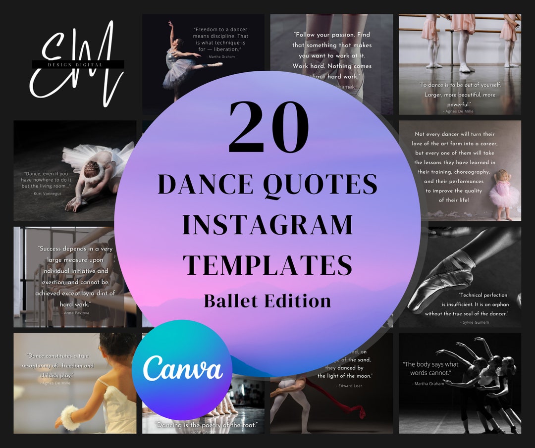 20 Dance Quotes Instagram Post Template – Ballet Edition Canva Social ...