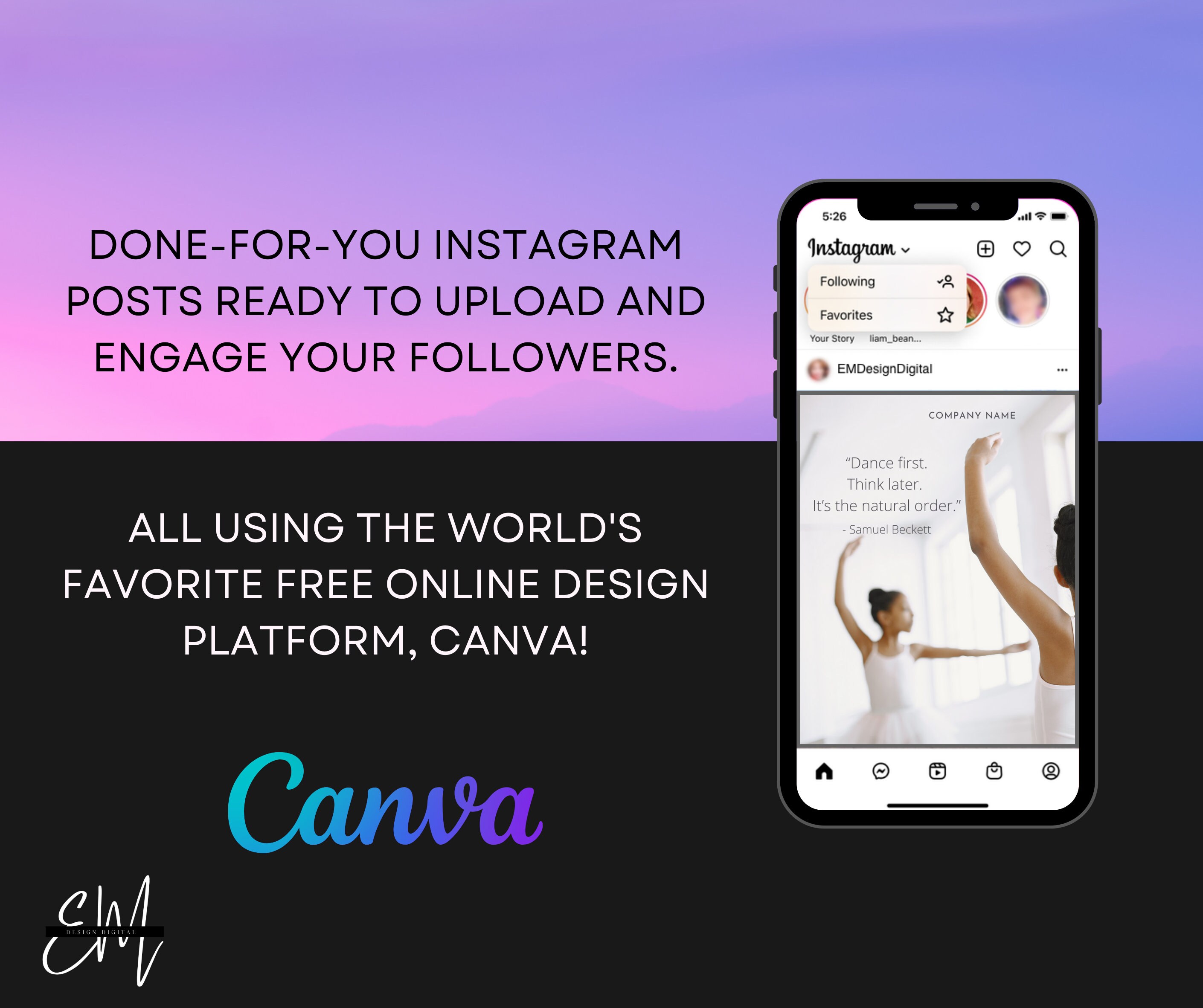 20 Dance Quotes Instagram Post Template – Ballet Edition Canva Social ...