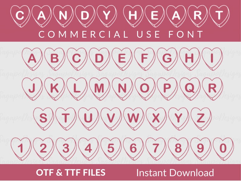 Candy Heart Font Ttf & Otf Conversation Hearts Font Valentine's Day ...