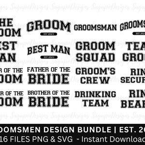 Groomsmen Shirt SVG Varsity Bundle Men's Bridal Party Svg Bachelor ...